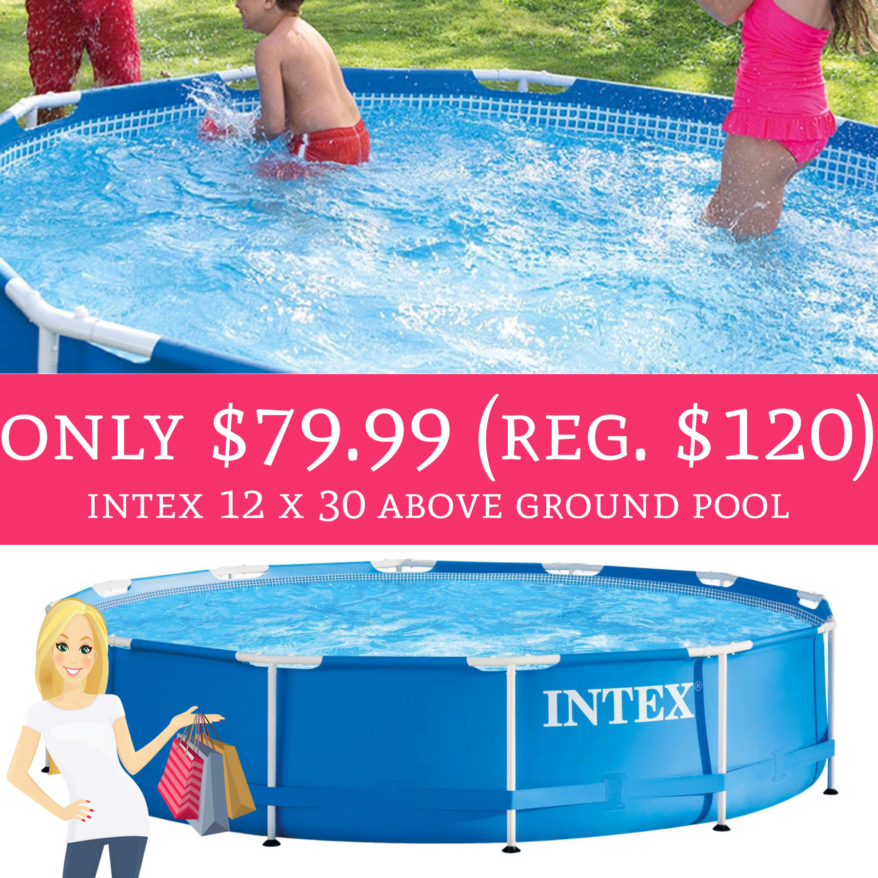 WOW Only 79 99 Regular 120 Intex 12 X 30 Above Ground Pool W Pump