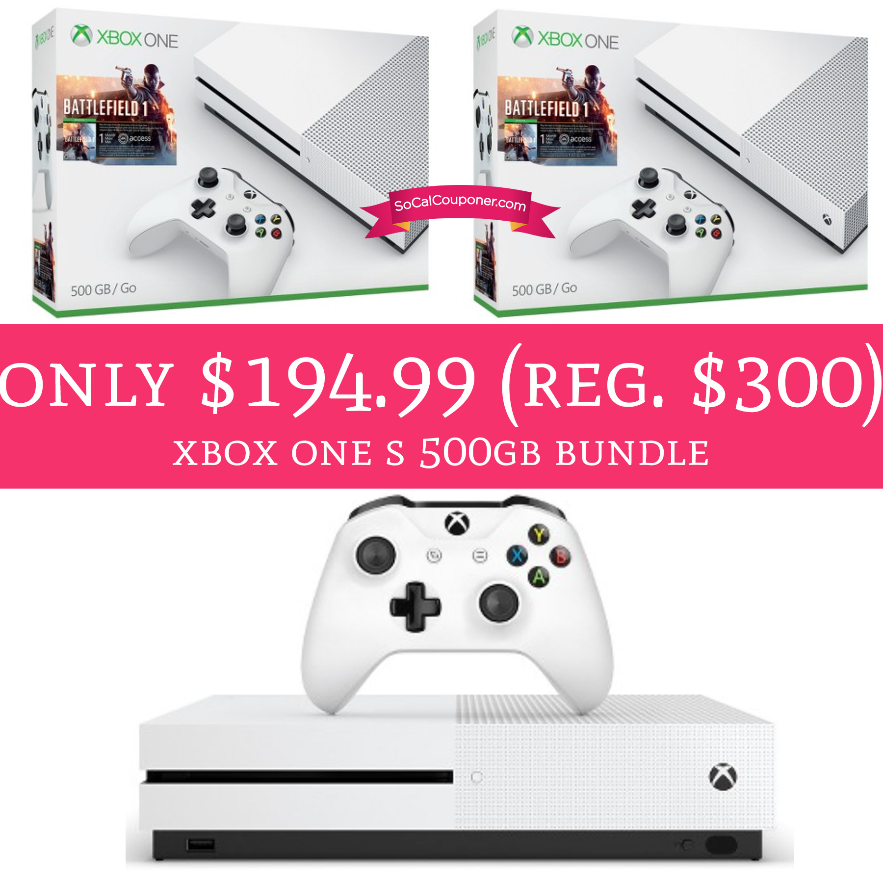 Today 12/21 Only - $194.99 (Regular $300) XBOX ONE S 500GB Bundle ...