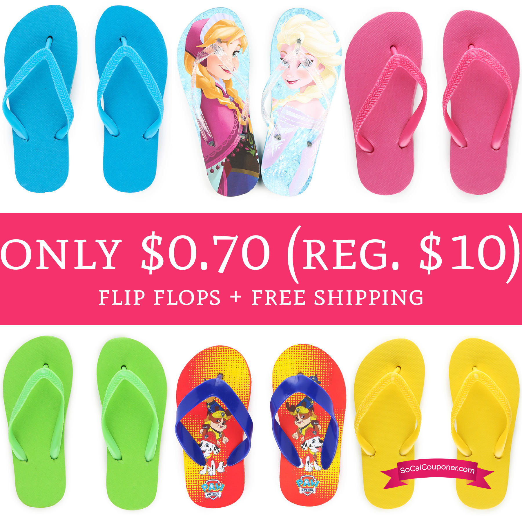 Only $0.70 (Regular $10) Flip Flops for Women, Men & Kids + Free ...