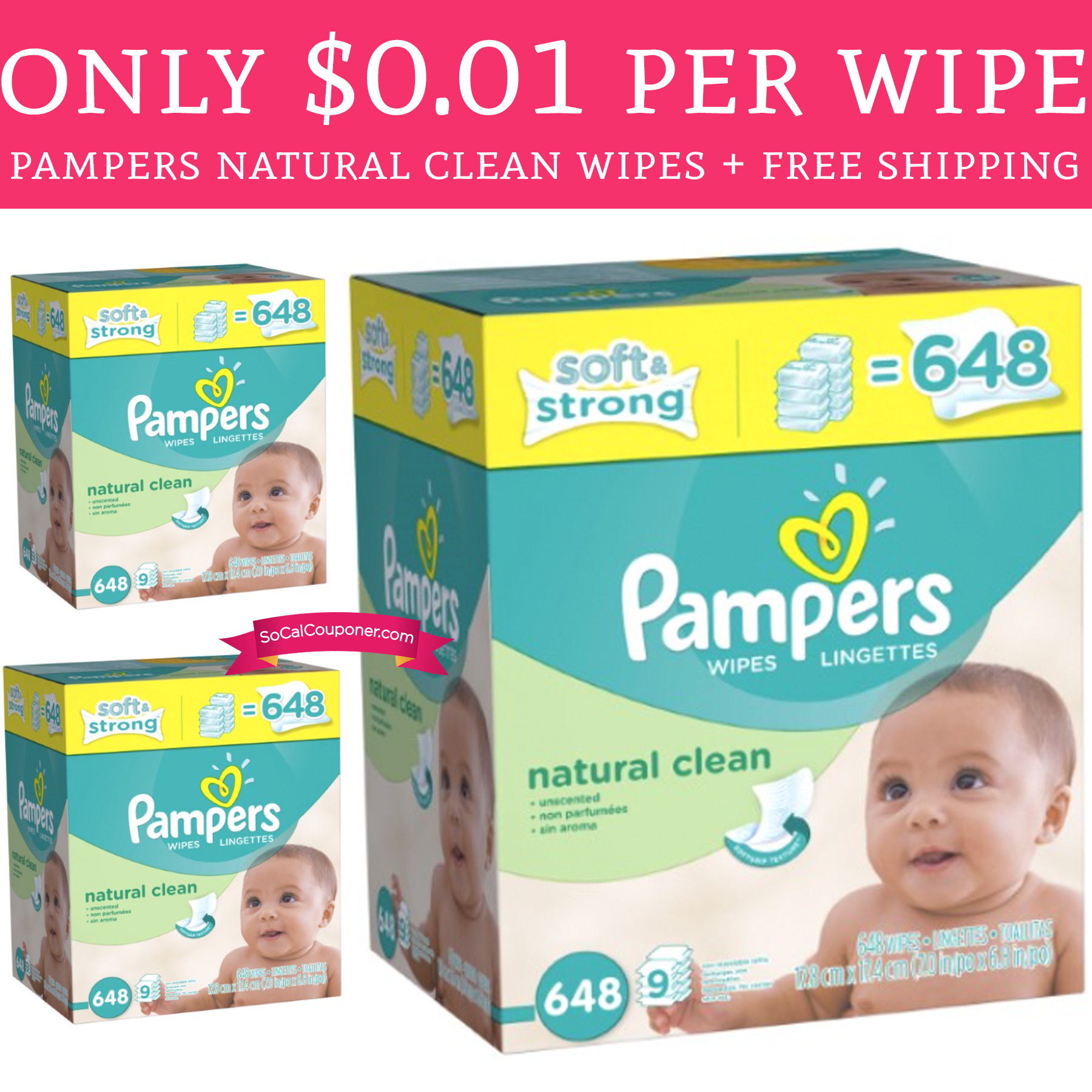Lowest Price!! Only $0.01 Per Pampers Natural Clean Wipes + Free ...