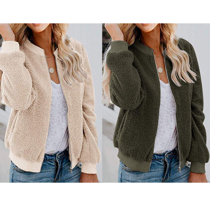 50% off Women's Fuzzy Sherpa Zip Up Jacket - Deal Hunting Babe